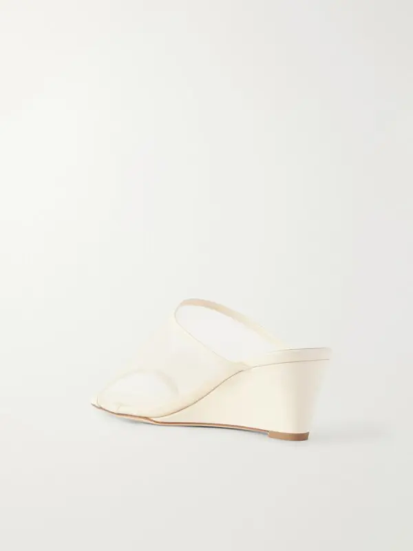 AeydĒ Suzanne Mesh And Leather Wedge Sandals - Neutrals