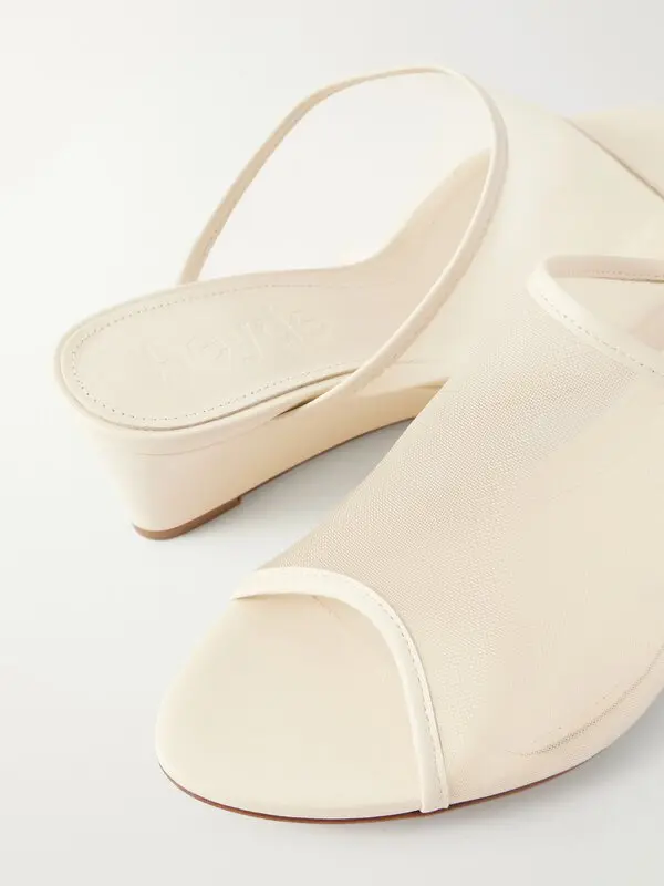 AeydĒ Suzanne Mesh And Leather Wedge Sandals - Neutrals