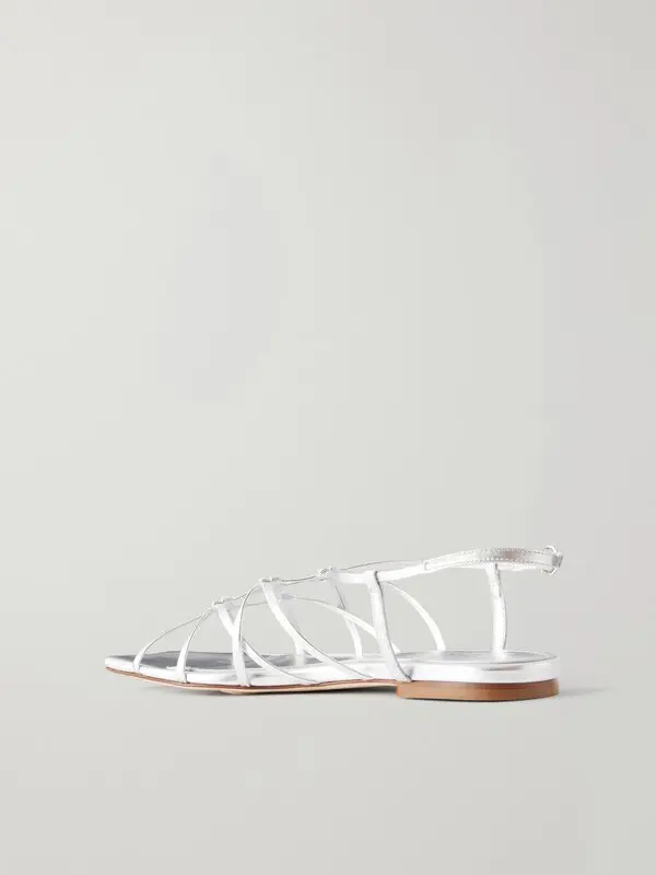 AeydĒ Anisa Leather Flat Sandals - Silver