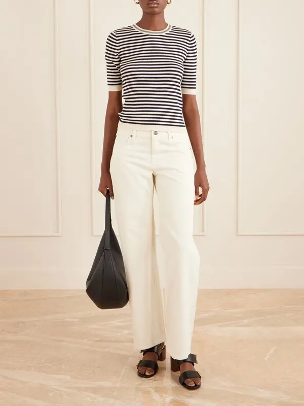 FRAME Striped Cotton-blend T-shirt
