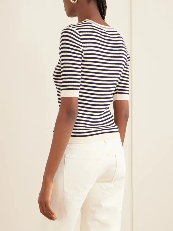 FRAME Striped Cotton-blend T-shirt