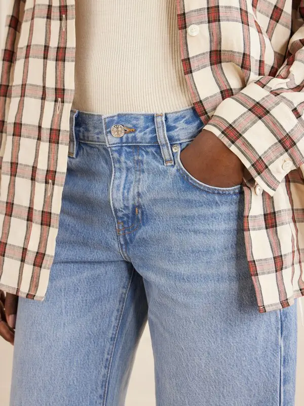 FRAME Low Rise Straight Leg Jeans - Blue