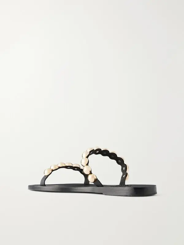ANCIENT GREEK SANDALS Lambri Studded Leather Flats