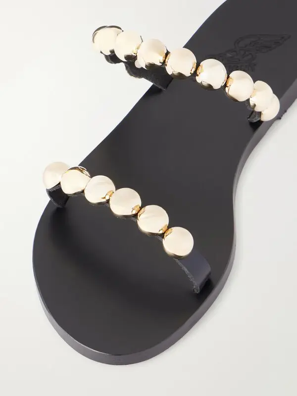 ANCIENT GREEK SANDALS Lambri Studded Leather Flats