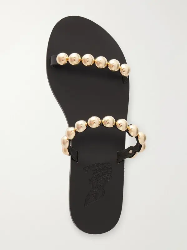 ANCIENT GREEK SANDALS Lambri Studded Leather Flats