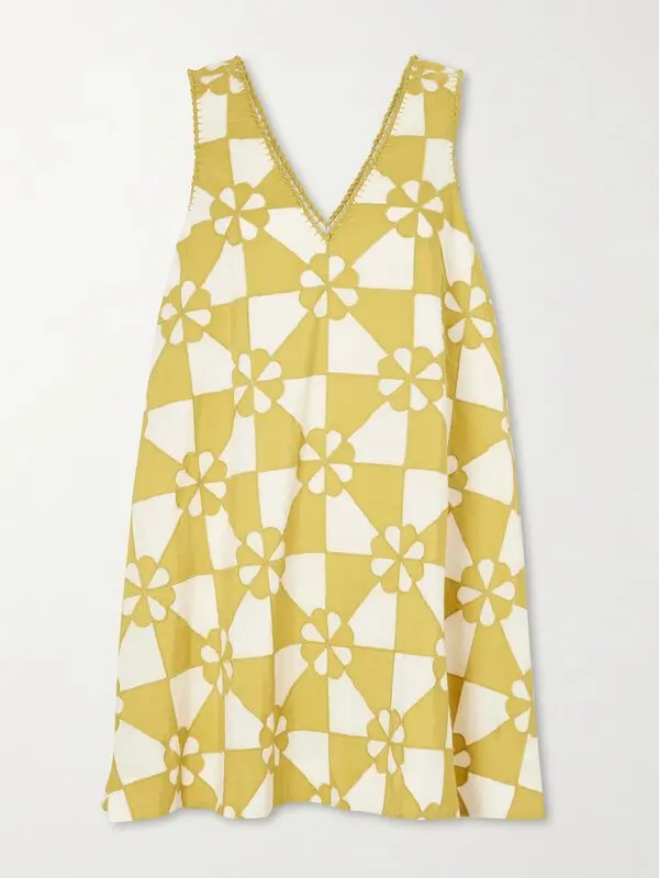Alix Of Bohemia Soleil Patchwork Mini Dress - Yellow