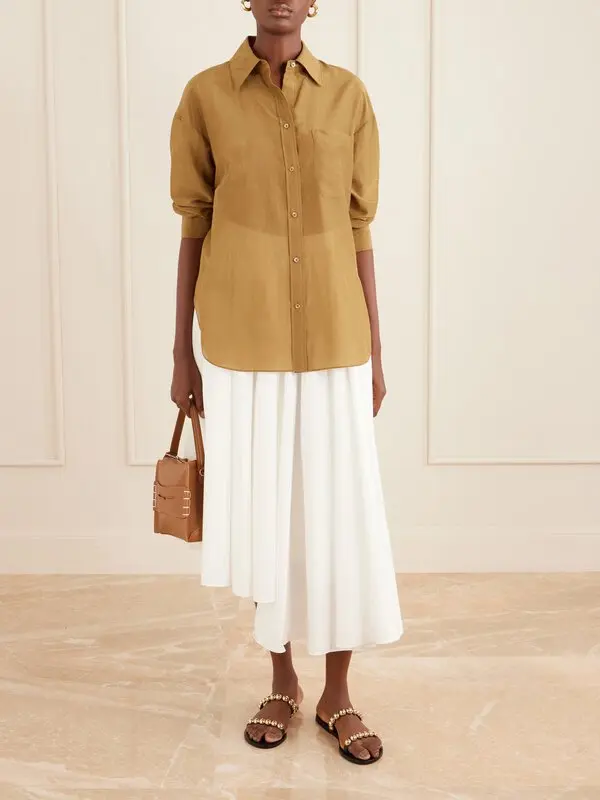 TWP Big Joe" Cotton And Silk-blend Shirt - Neutrals