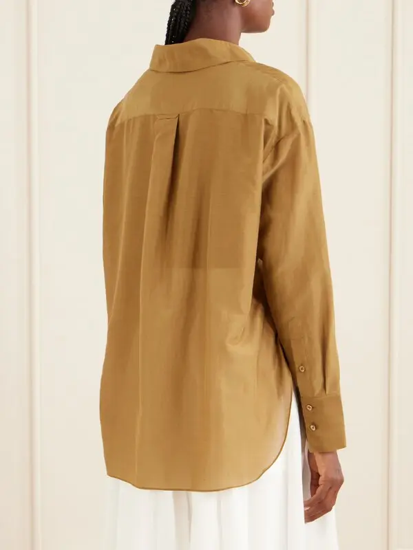 TWP Big Joe" Cotton And Silk-blend Shirt - Neutrals