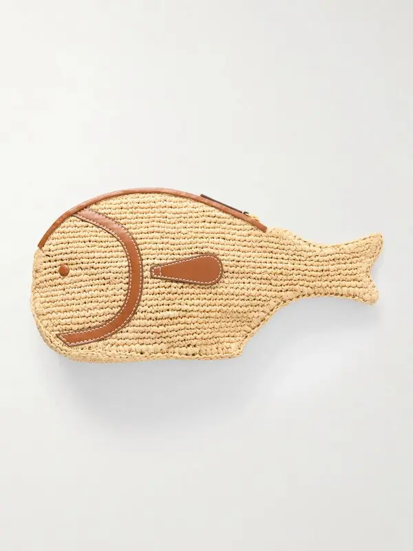 Staud Pesce Raffia Clutch - Neutrals