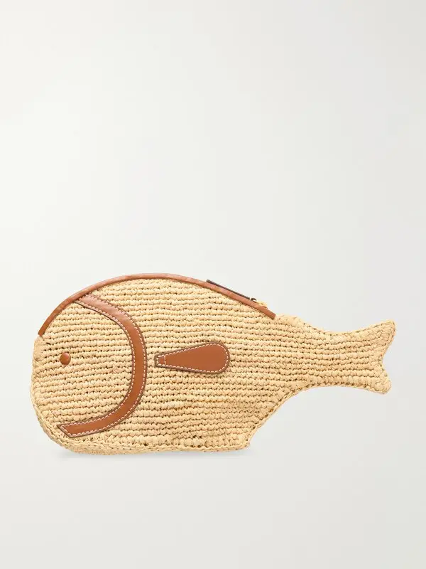 Staud Pesce Raffia Clutch - Neutrals