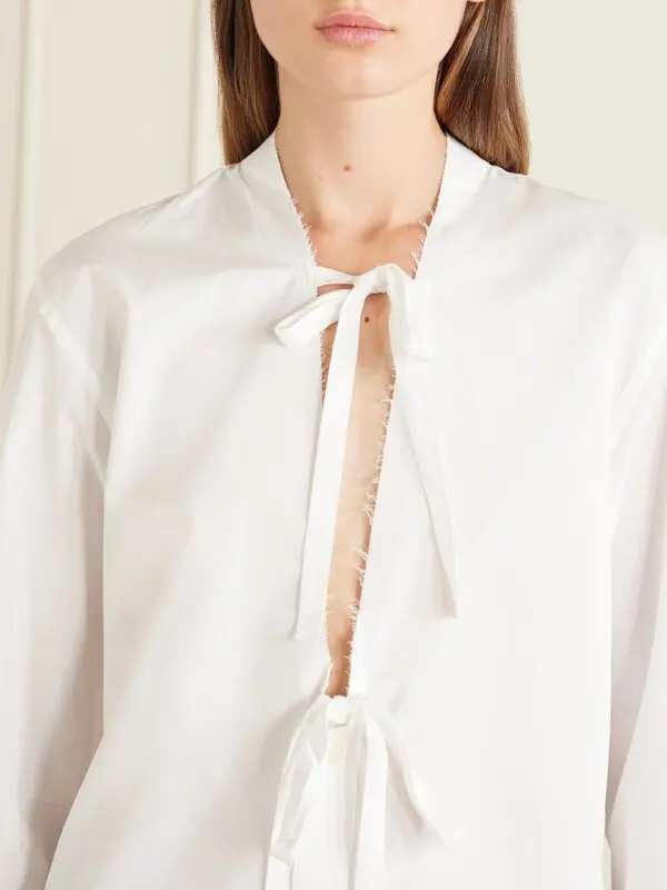 MAISON MARGIELA Tie-detailed Cotton Blouse