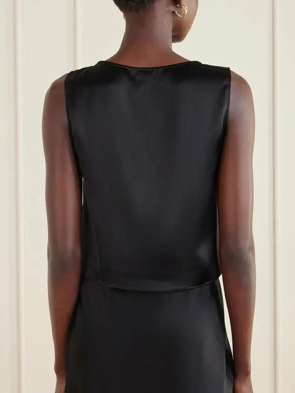 LESET Barb Satin Tank Top - Black