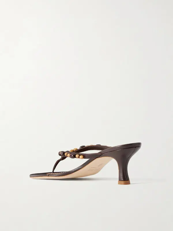 Staud Freja Bead-embellished Thong Sandals - Brown