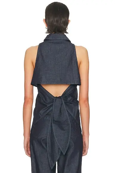 SIMONMILLER Sleeveless Chambray Button-up Top - Indigo