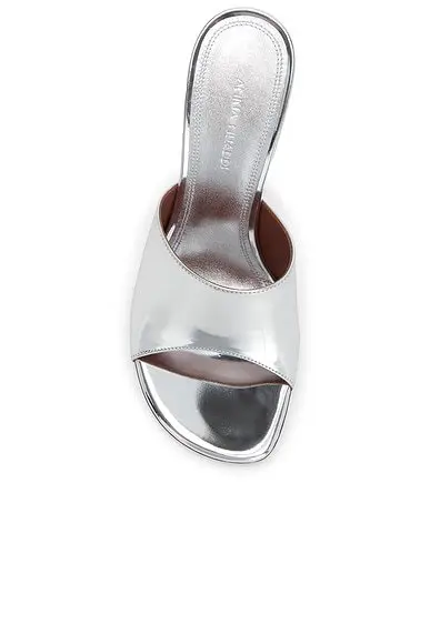 Amina Muaddi Taylor 90 Mule Metallic Silver