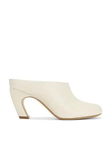 Le Monde Beryl Mica Mule With Sculptural Heel - Ecru