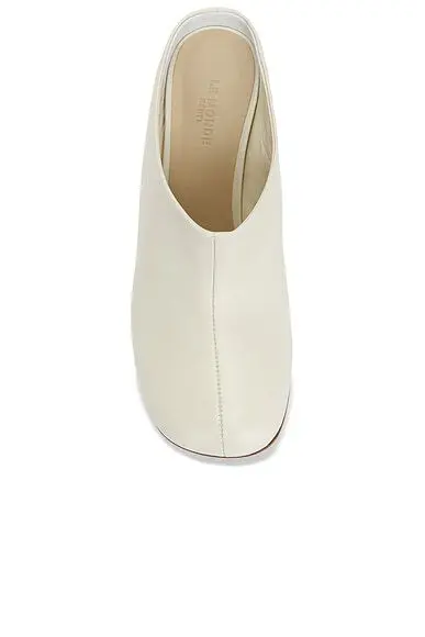 Le Monde Beryl Mica Mule With Sculptural Heel - Ecru
