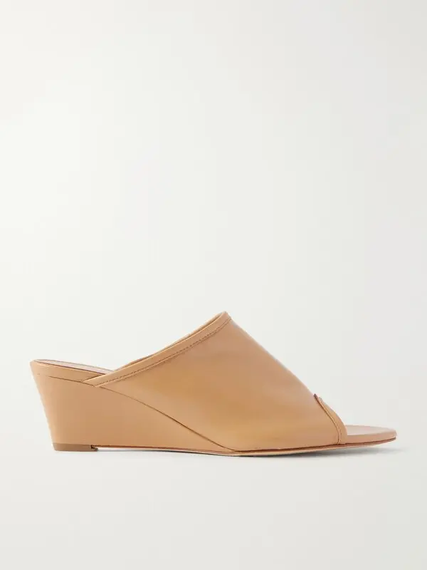 AeydĒ Suzanne Leather-trimmed Mesh Sandals - Neutrals