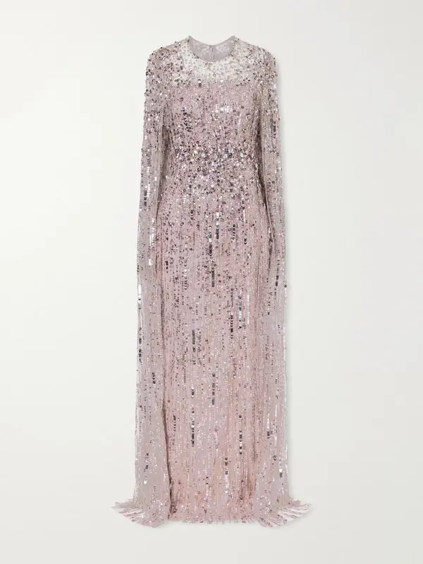 Jenny Packham Ruby Sequined Tulle Gown - Purple