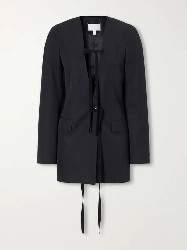 MAISON MARGIELA Tie-detailed Wool Blazer - Dark Gray