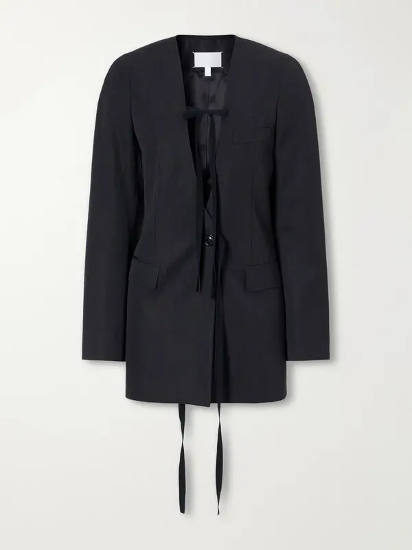 MAISON MARGIELA Tie-detailed Wool Blazer - Gray