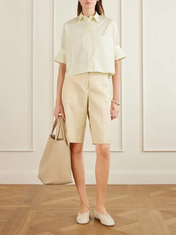 TWP Next Ex Cropped Cotton Shirt - Yellow