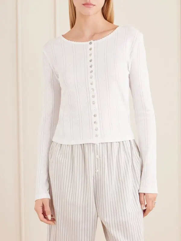 RÓHE Pointelle-knit Cotton-jersey Cardigan
