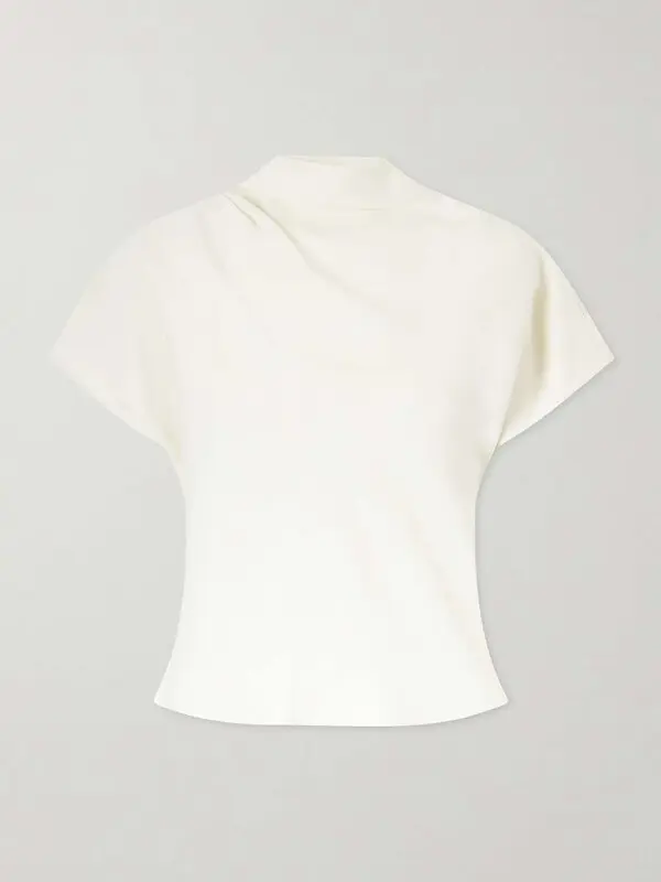 TWP Draped Satin Blouse - Off-white