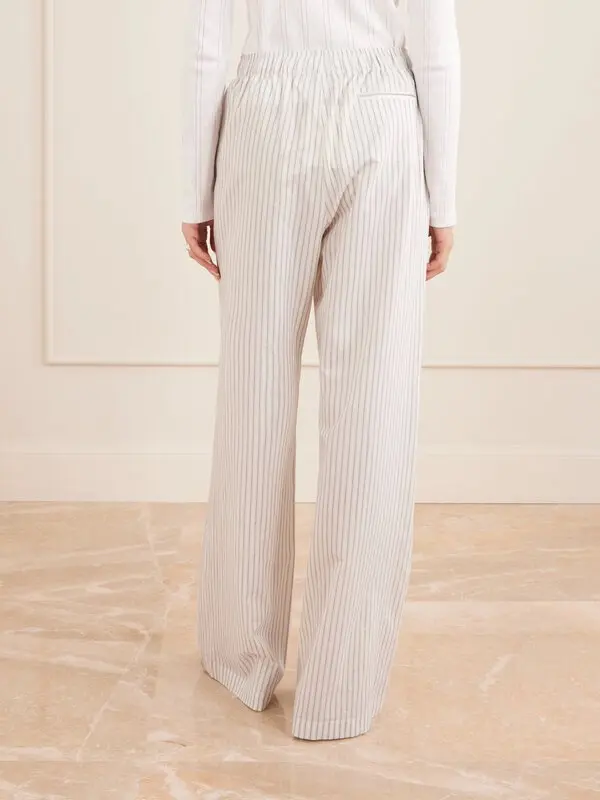 RÓHE Striped Silk And Cotton-blend Wide-leg Pants - White