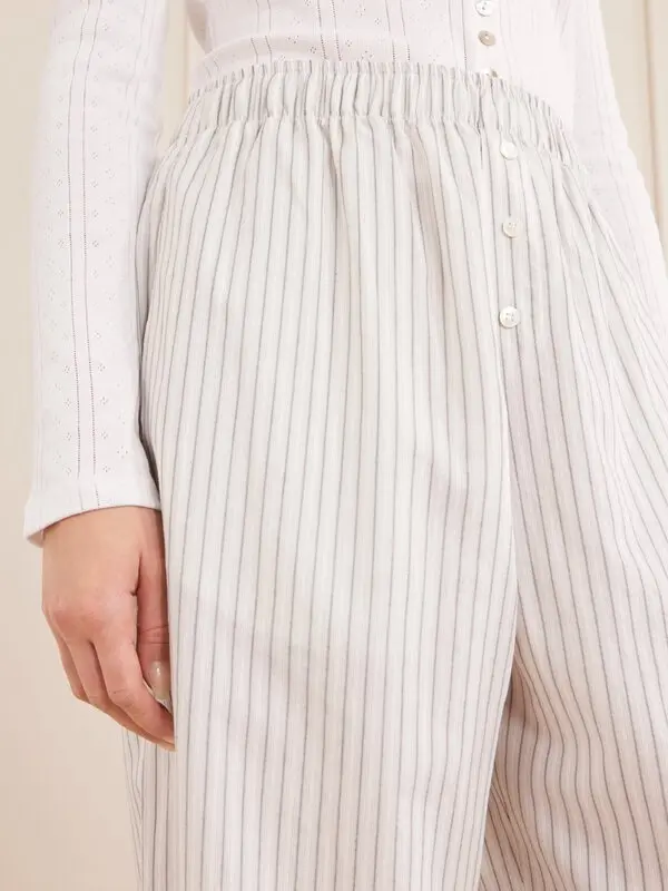 RÓHE Striped Silk And Cotton-blend Wide-leg Pants - White
