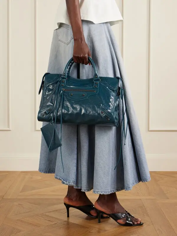 Balenciaga Le City Studded Leather Tote - Blue