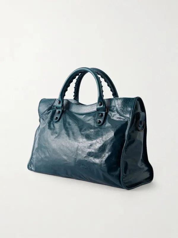 Balenciaga Le City Studded Leather Tote - Blue