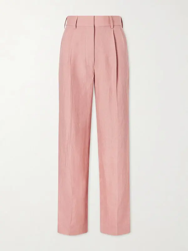 BLAZÉ MILANO Sun Fox Pleated Linen Pants - Pink