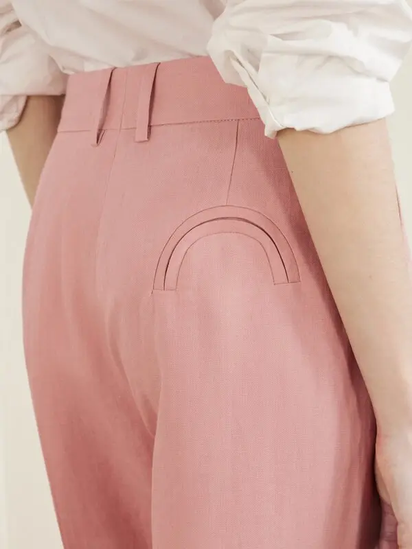 BLAZÉ MILANO Sun Fox Pleated Linen Pants - Pink