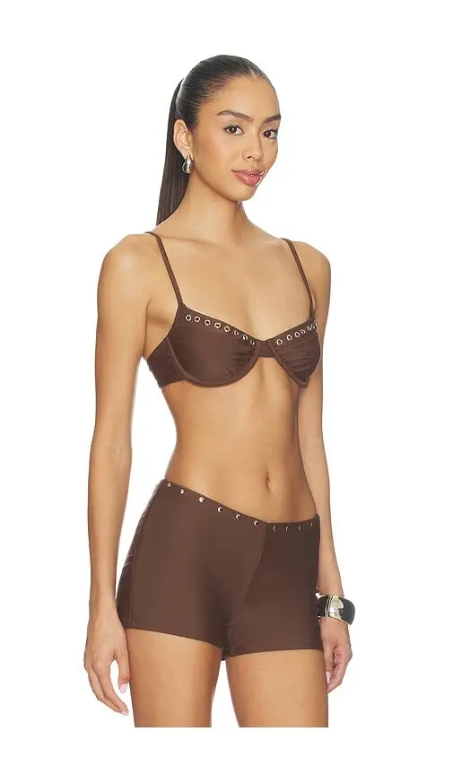 With Jéan Julia Studded Bikini Top - Chocolate