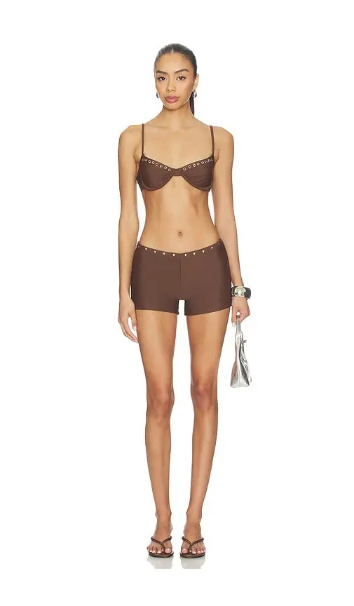 With Jéan Julia Studded Bikini Top - Chocolate