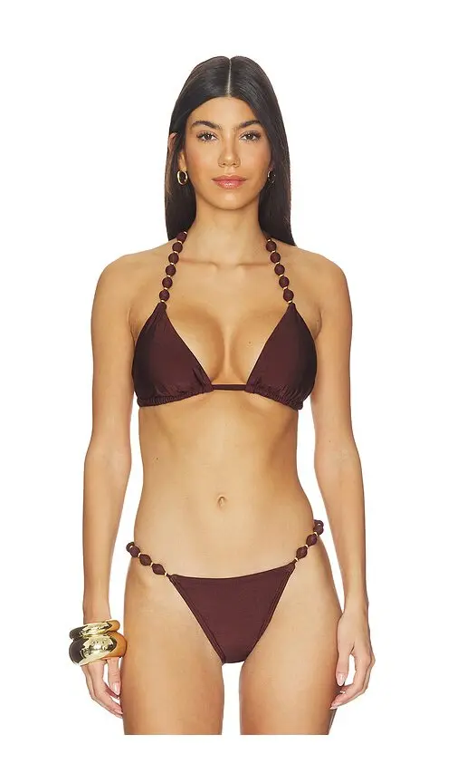 VILLA FRESCA Sole Triangle Bikini Top - Chocolate