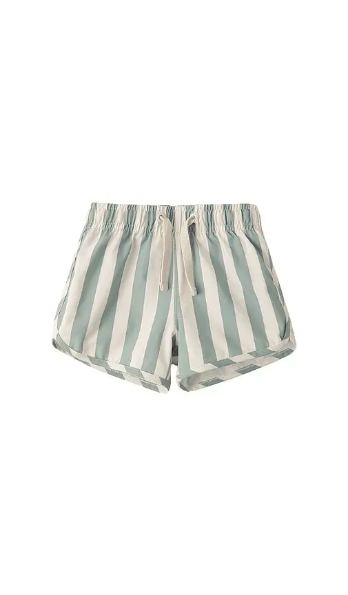RYLEE + CRU Swim Trunk In Sage - Green Stripe