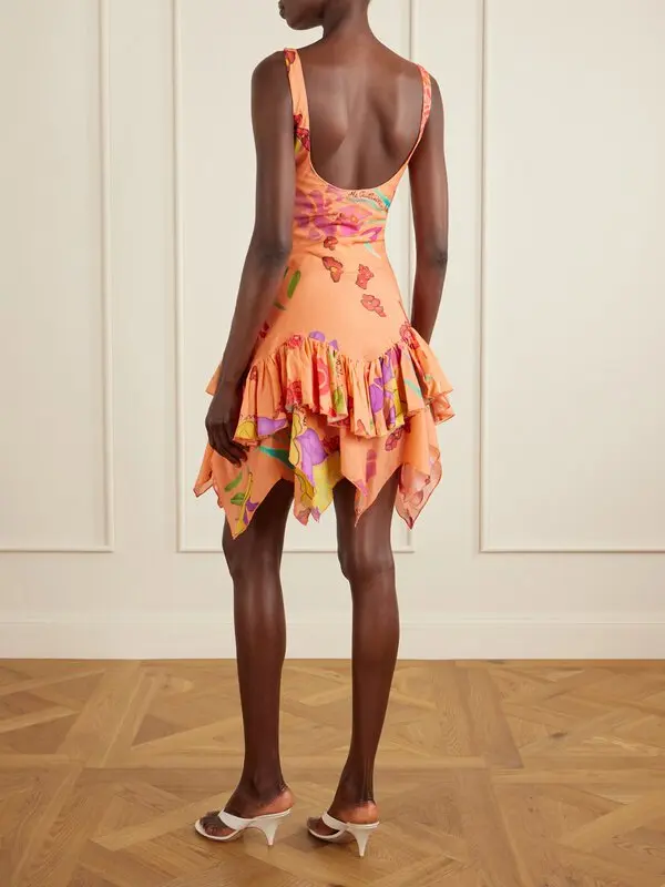 DONDE ESTEBAN Guava Flores Printed Mini Dress - Orange