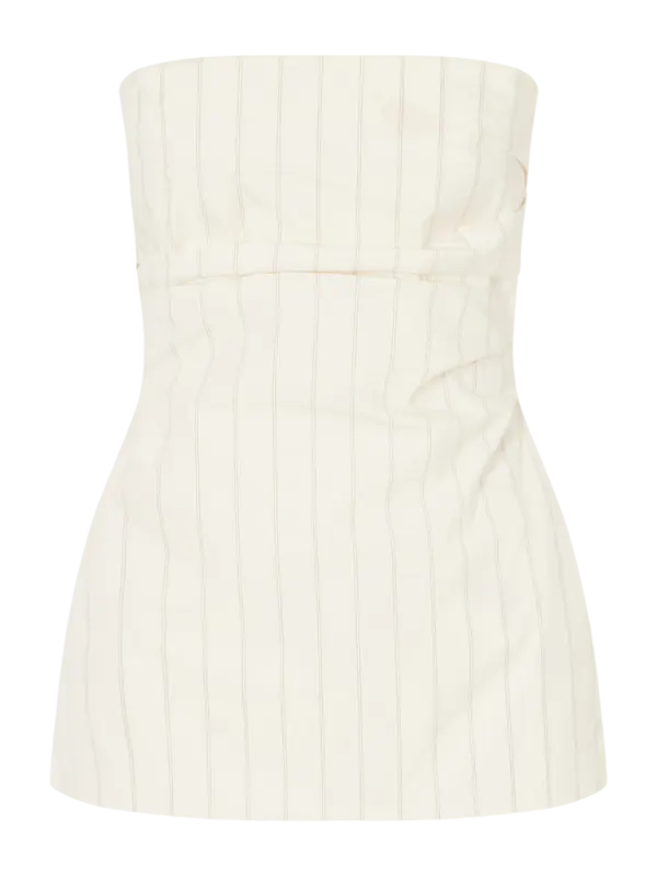 ST. AGNI Strapless Pinstriped Top - Neutrals