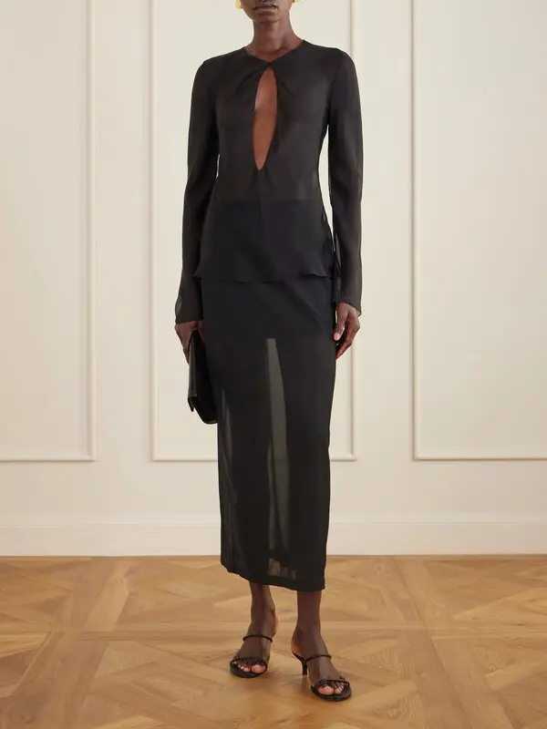 COLLEEN ALLEN Cut-out Silk-chiffon Blouse