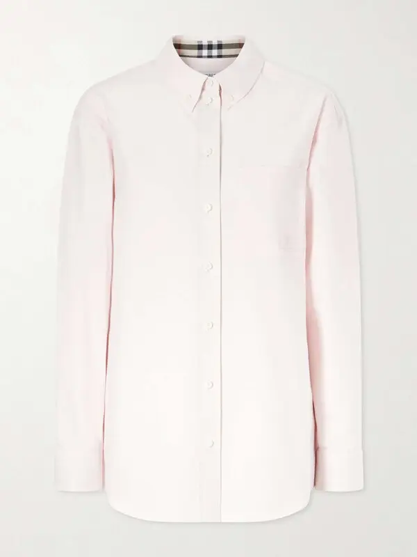 Burberry Logo-embroidered Cotton Oxford Shirt - Pink
