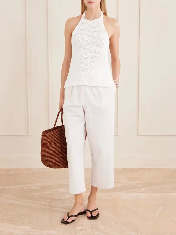 RÓHE Embroidered Cotton-poplin Wide-leg Pants