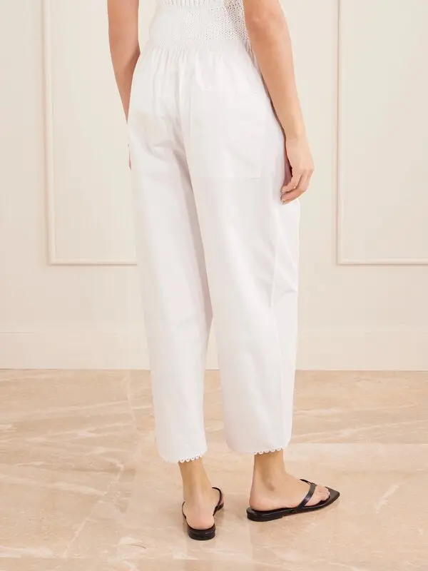 RÓHE Embroidered Cotton-poplin Wide-leg Pants