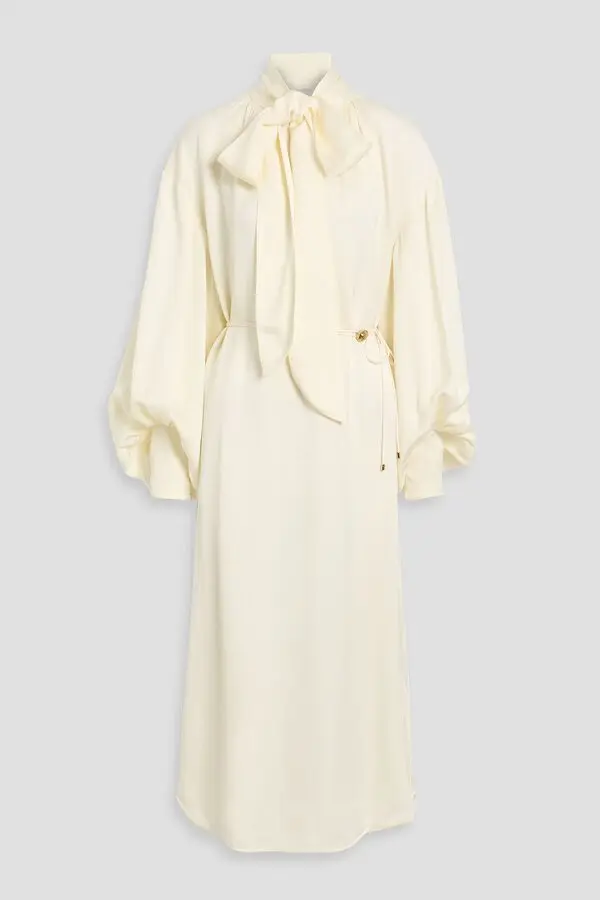 Zimmermann Pussy-bow Belted Twill Midi Dress
