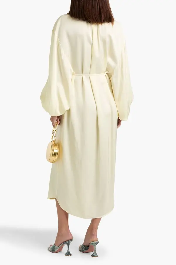 Zimmermann Pussy-bow Belted Twill Midi Dress