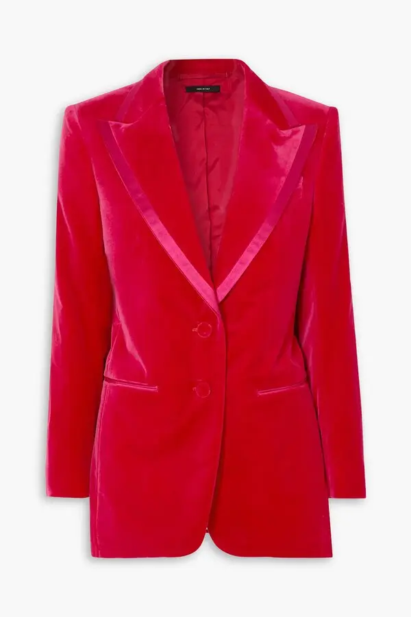 TOM FORD Silk Satin-trimmed Cotton-velvet Blazer - Fuchsia