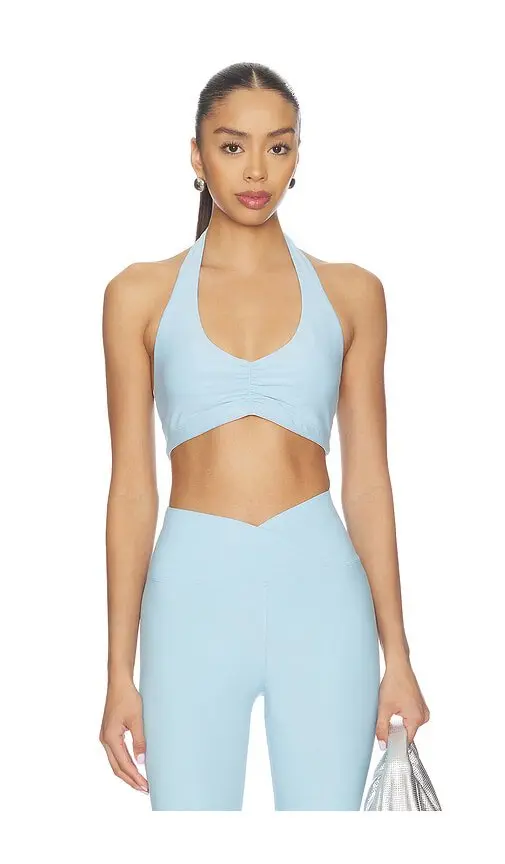 Year Of Ours Stretch Halter Sports Bra In Baby Blue - Sky