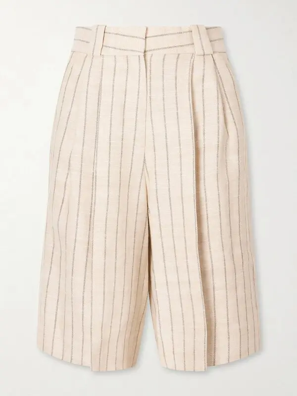 BLAZÉ MILANO Serene Husul Striped Canvas Shorts - Neutrals