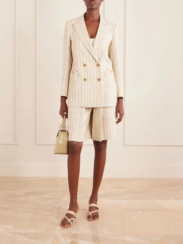 BLAZÉ MILANO Serene Husul Striped Canvas Shorts - Neutrals